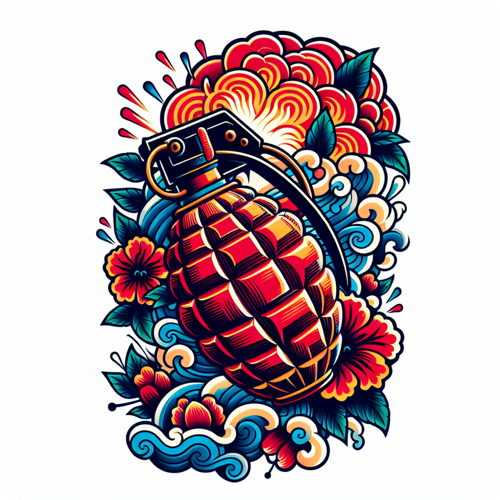 Japanese "An Exploding Grenade" Tattoo Design | TattooCanvas.com