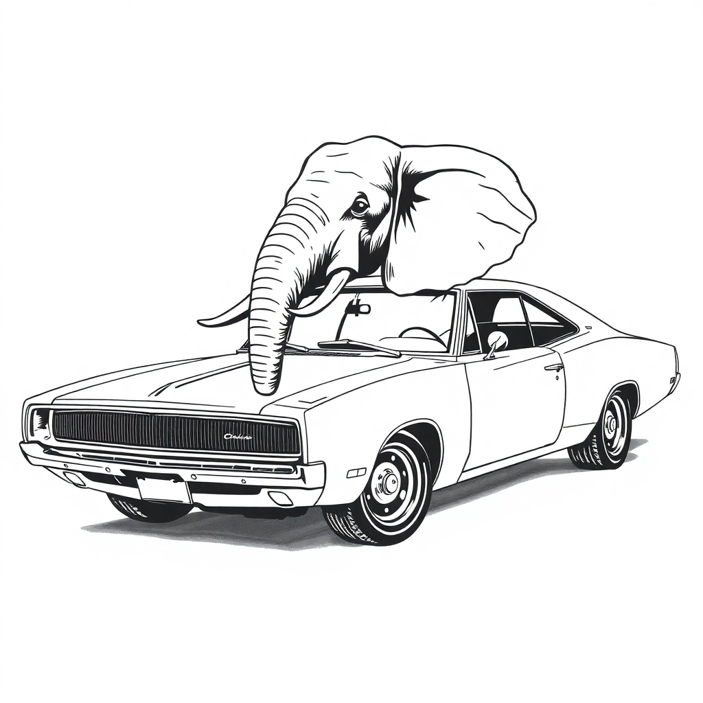 Sketch "A 1968 Dodge Charger Hellep" Tattoo Design | TattooCanvas.com