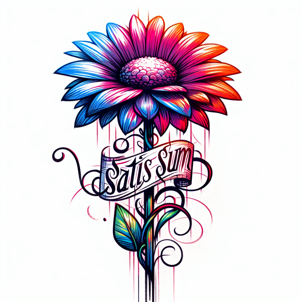 Sketch "Satis Sum In Cursive As The" Tattoo Design | TattooCanvas.com