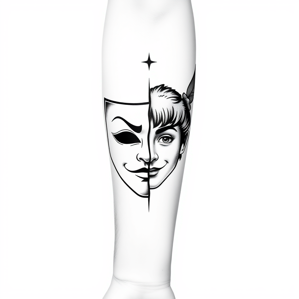 Realism "Forearm Tattoo Split Half T" Tattoo Design | TattooCanvas.com