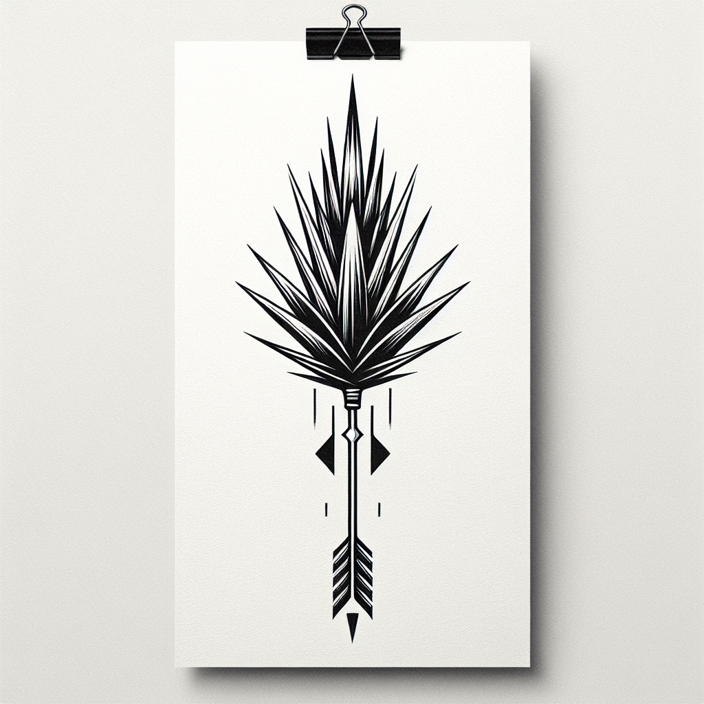 Geometric "Single Yucca Plant With A A" Tattoo Design | TattooCanvas.com