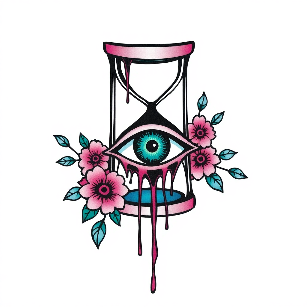 Minimalist "Stencil Of A Trippy Drippy " Tattoo Design | TattooCanvas.com