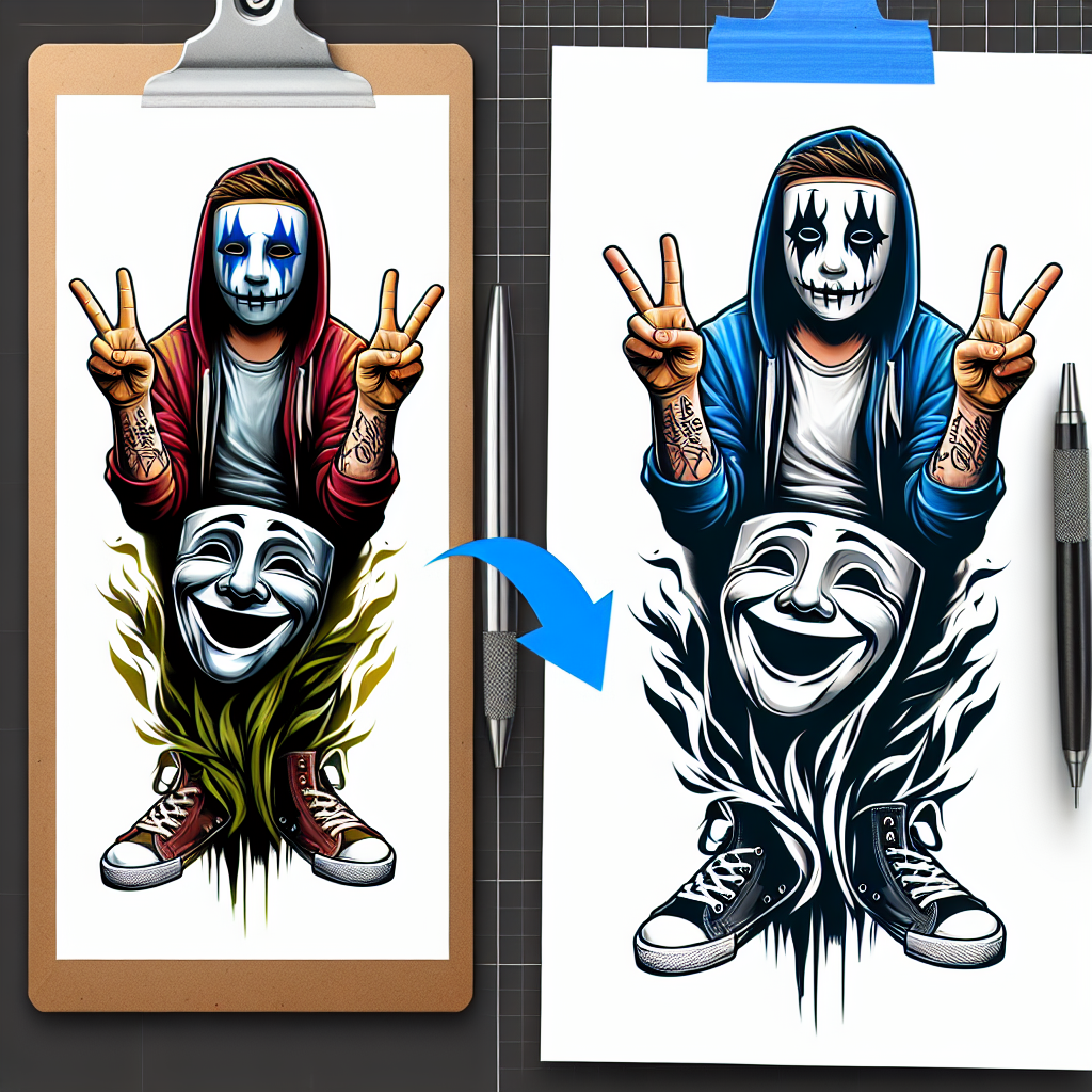 Realism "Comedy And Tragedy Mask Wit" Tattoo Design | TattooCanvas.com