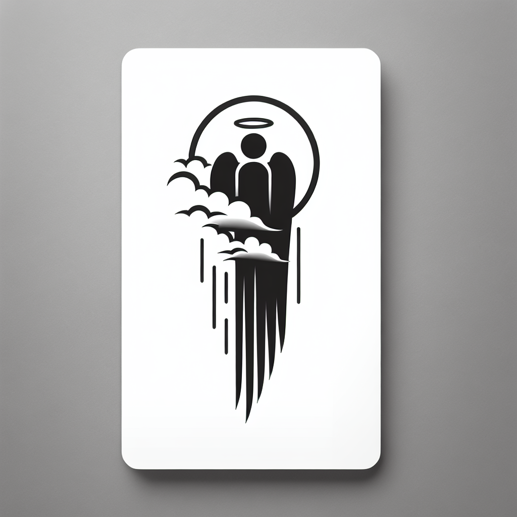 Minimalist "Angel In The Clouds Looking" Tattoo Design | TattooCanvas.com