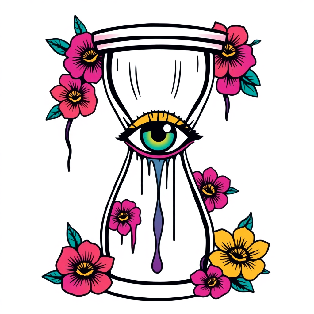 Minimalist "Stencil Of A Trippy Drippy " Tattoo Design | TattooCanvas.com