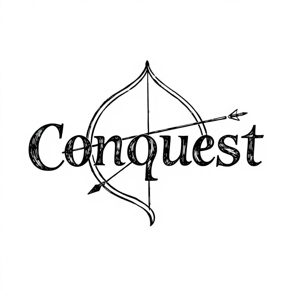 Sketch "The Word Conquest With A Bo" Tattoo Design | TattooCanvas.com